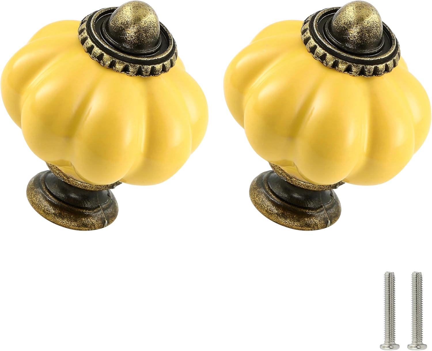Zernmiarder Yellow Ceramic Knobs 12 Pack - Pumpkin Cabinet Knobs Retro ...