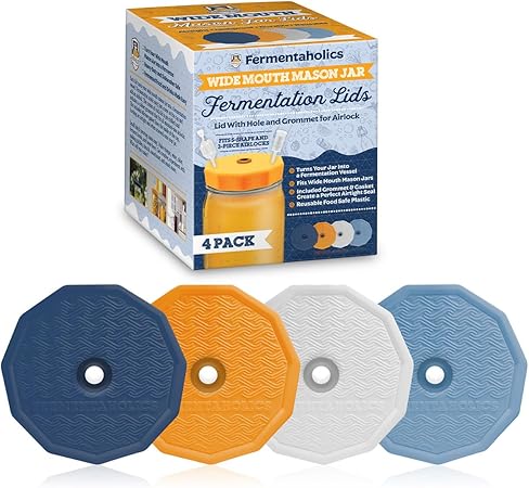Amazon.com: Wide Mouth Mason Jar Fermentation Lids - Turns Your Jar ...