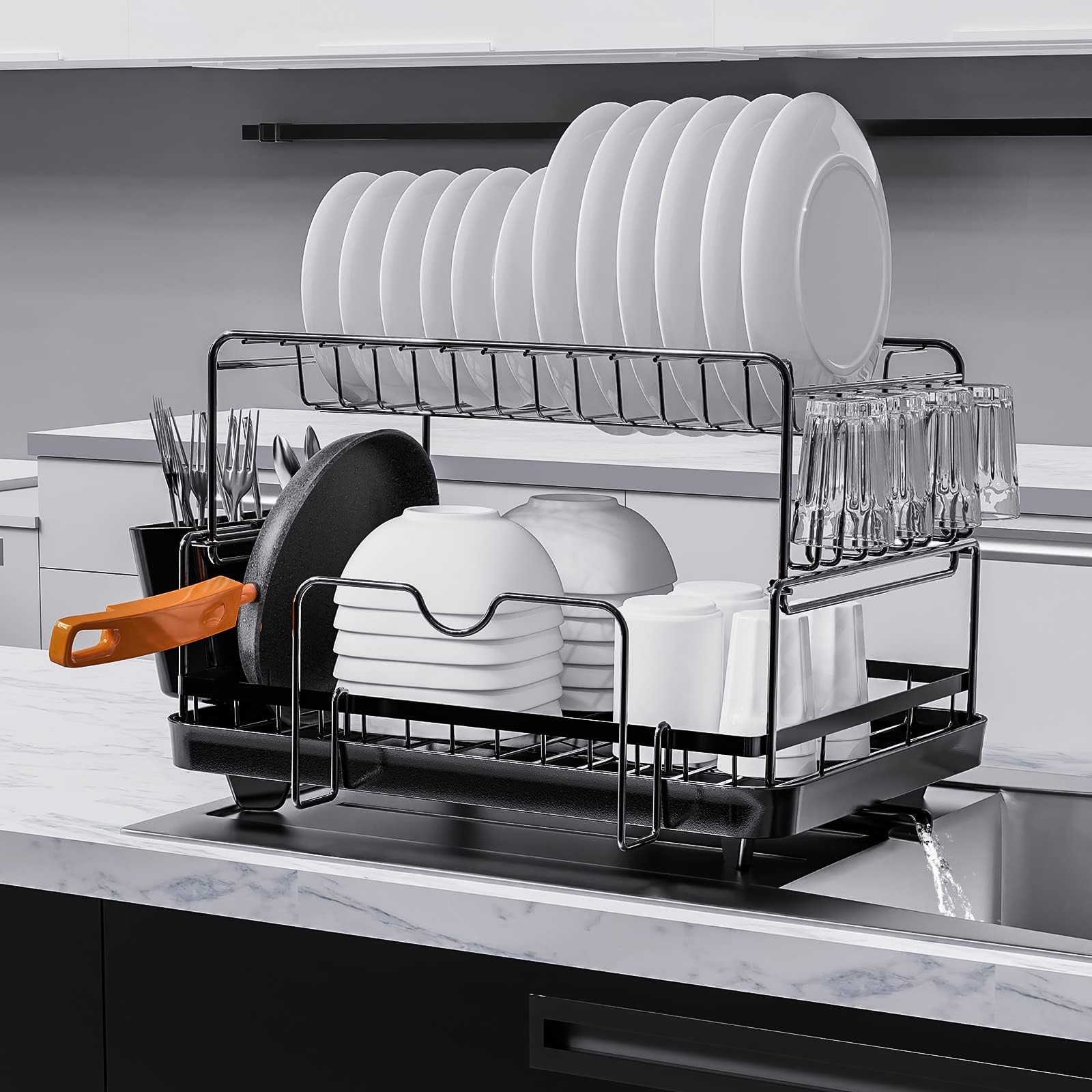 Amazon.com - IARTOPS 2-Tier Dish Drying Rack, Space-Saving Dish Rack ...