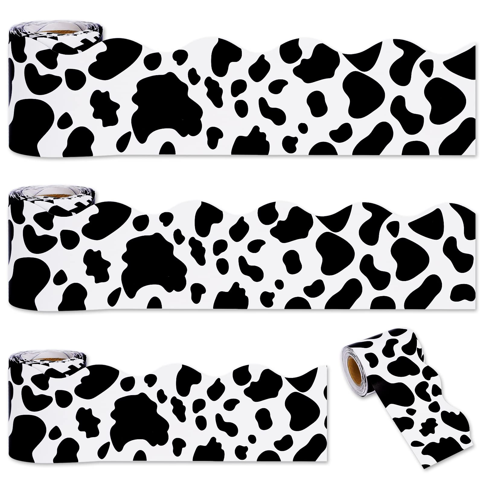Buy Whaline 98.4ft Cow Print Bulletin Board Borders 3 Sizes Black White ...