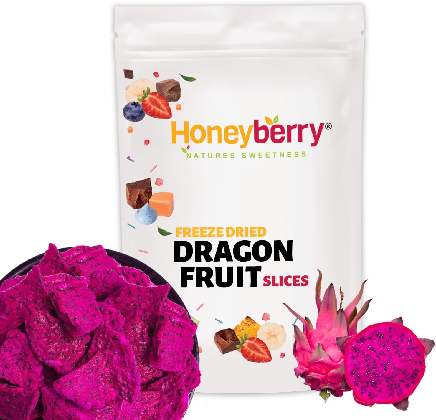 Freeze Dried Dragon Fruit Slices 250g - Dehydrated from Frozen Red ...