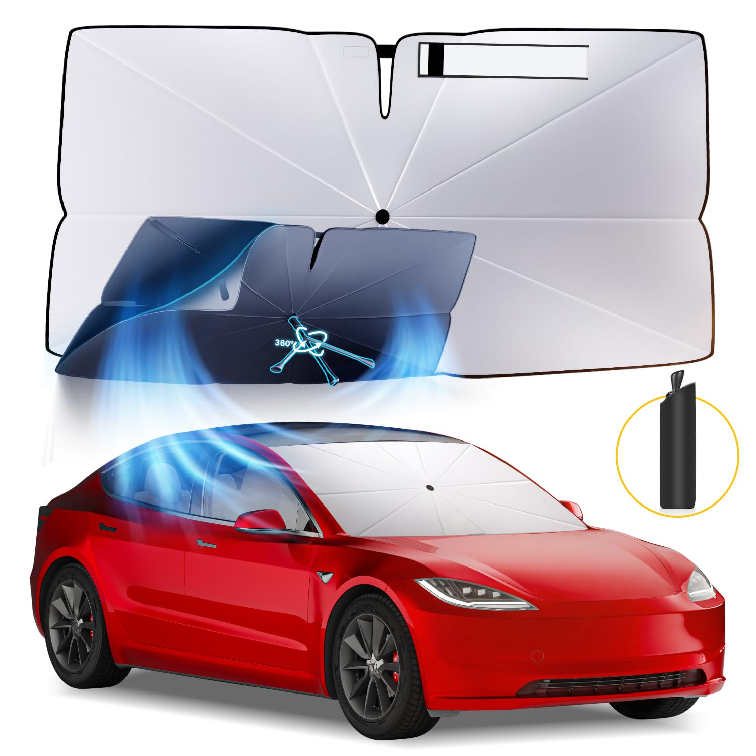 Amazon.com: Windshield Sun Shade Umbrella: for Tesla Model3-2016-2023 ...