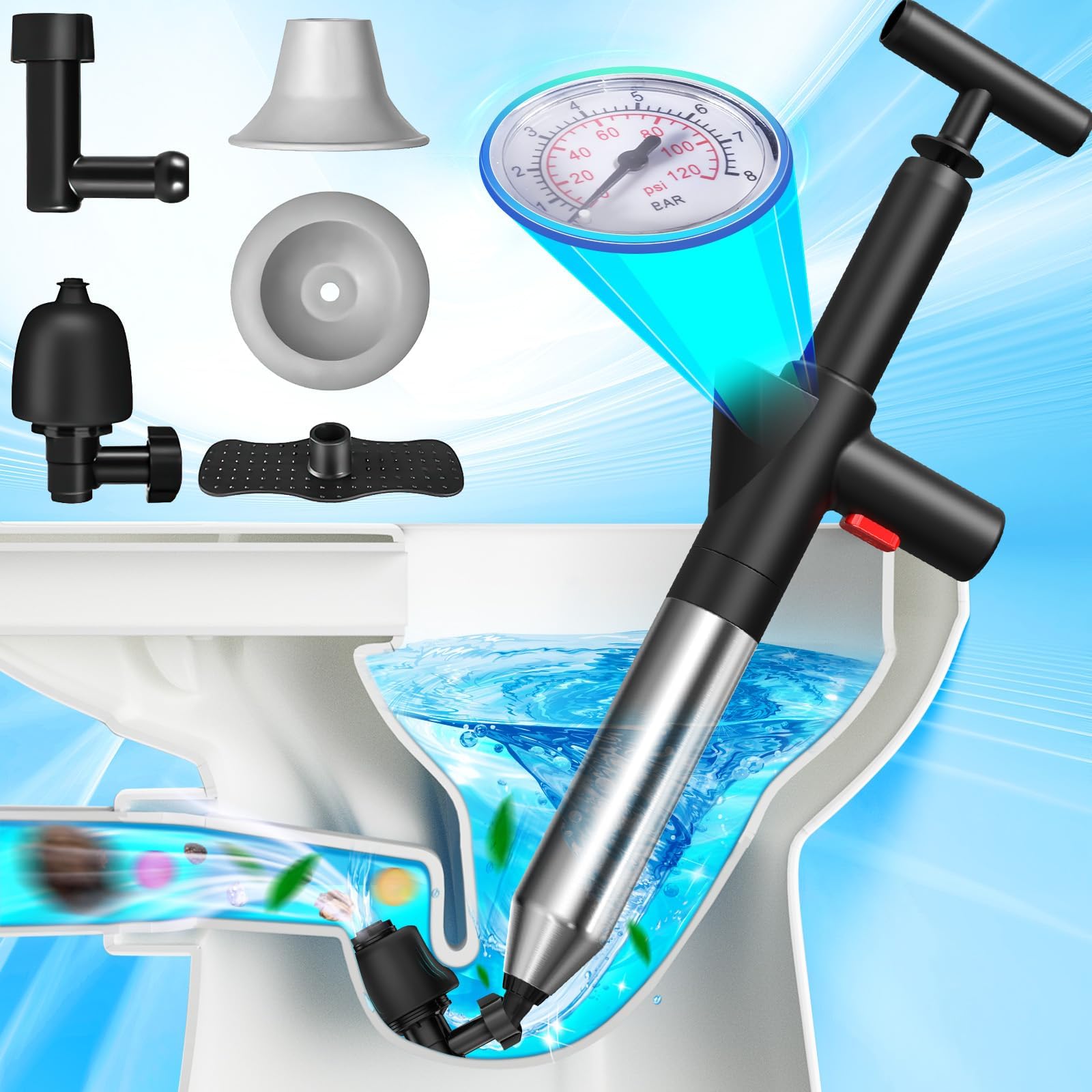 High Pressure Air Pump Plunger for Toilet,Air Drain Blaster,Toilet ...