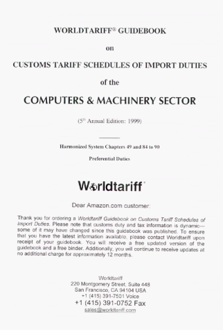 Worldtariff Guidebook on Customs Tariff Scheldules of Import Duties of ...