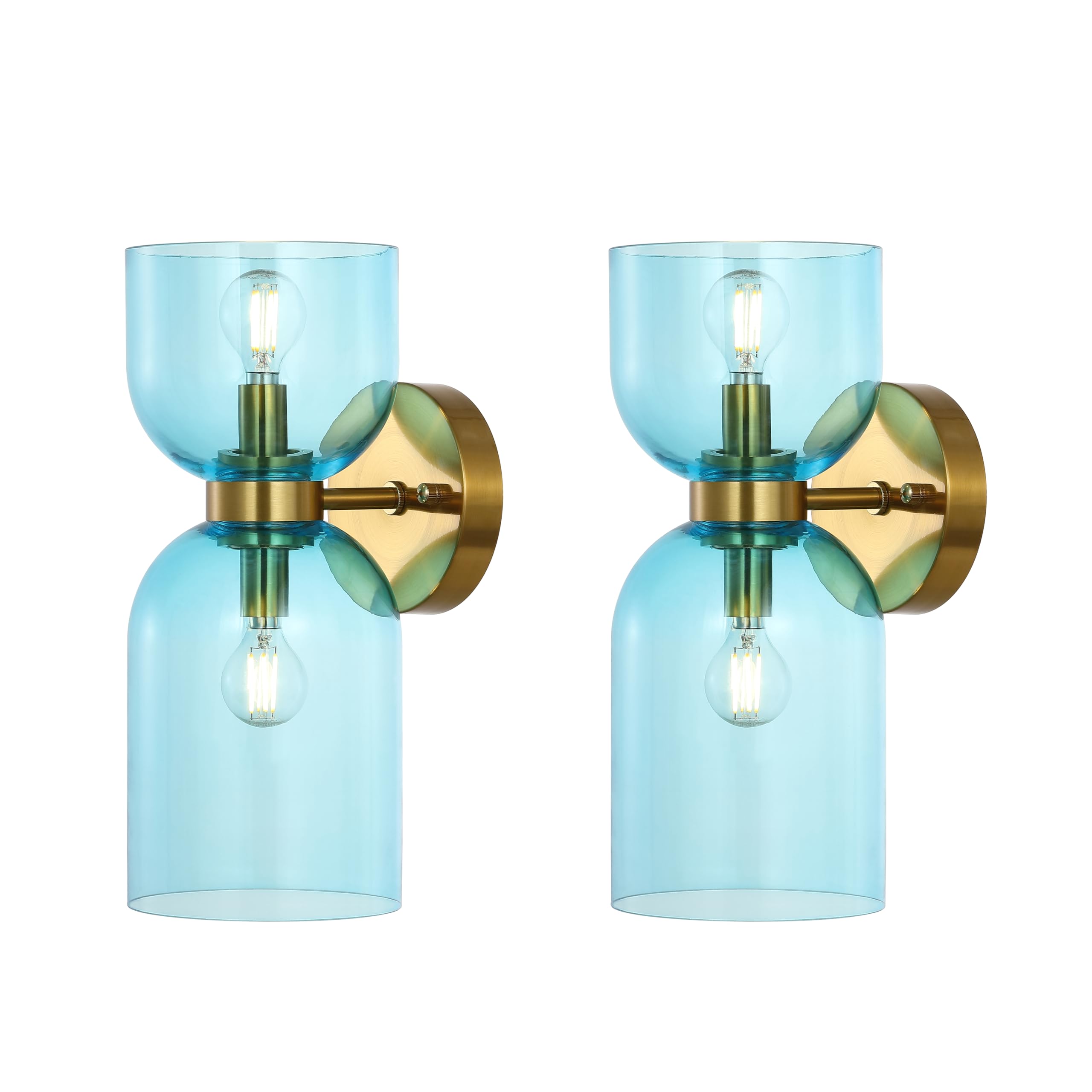 SAFAVIEH Lighting Collection Solyn Blue Glass Shade/Brass Wall Sconce ...