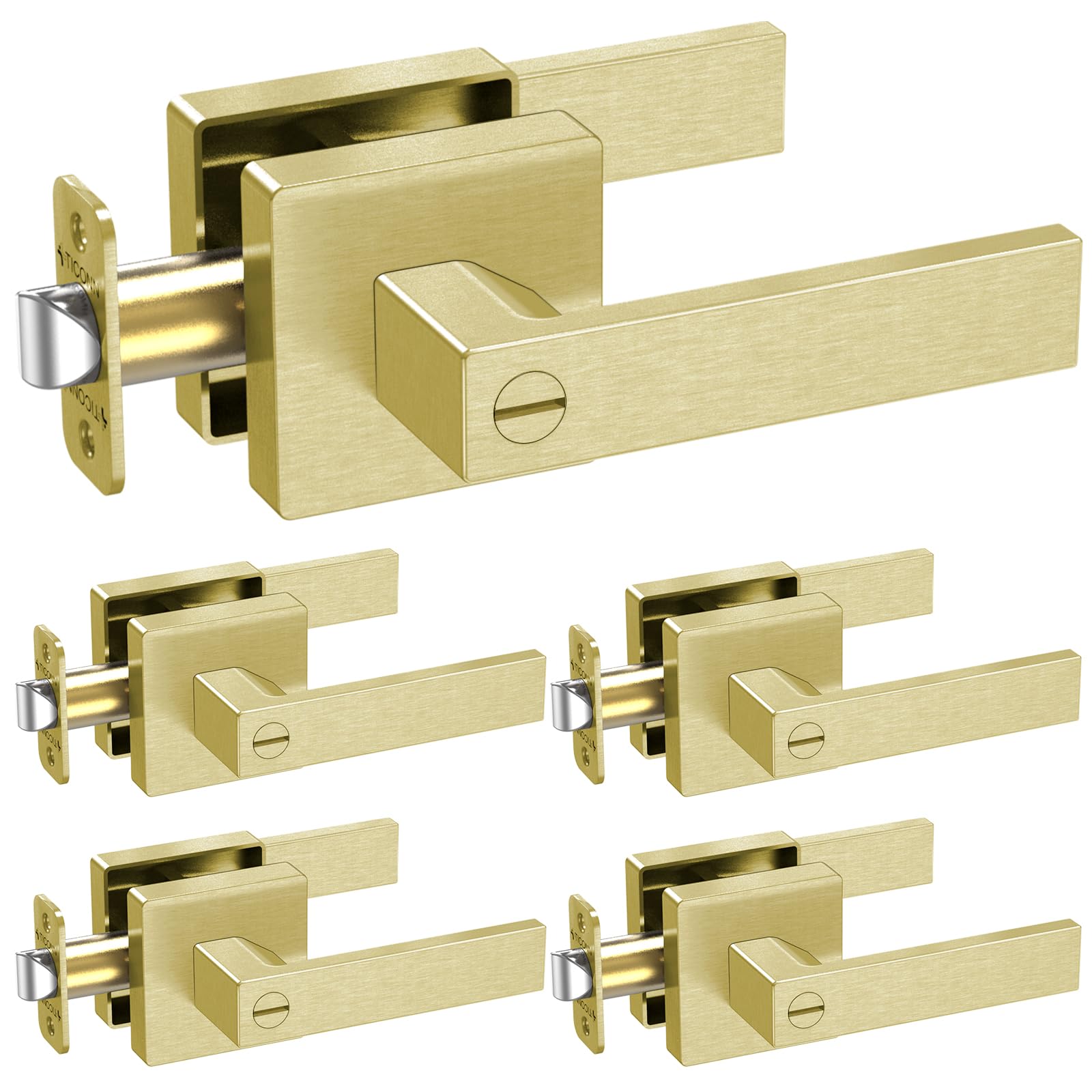 TICONN Door Handle Heavy Duty, Reversible Square Door Lever for Bedroom ...