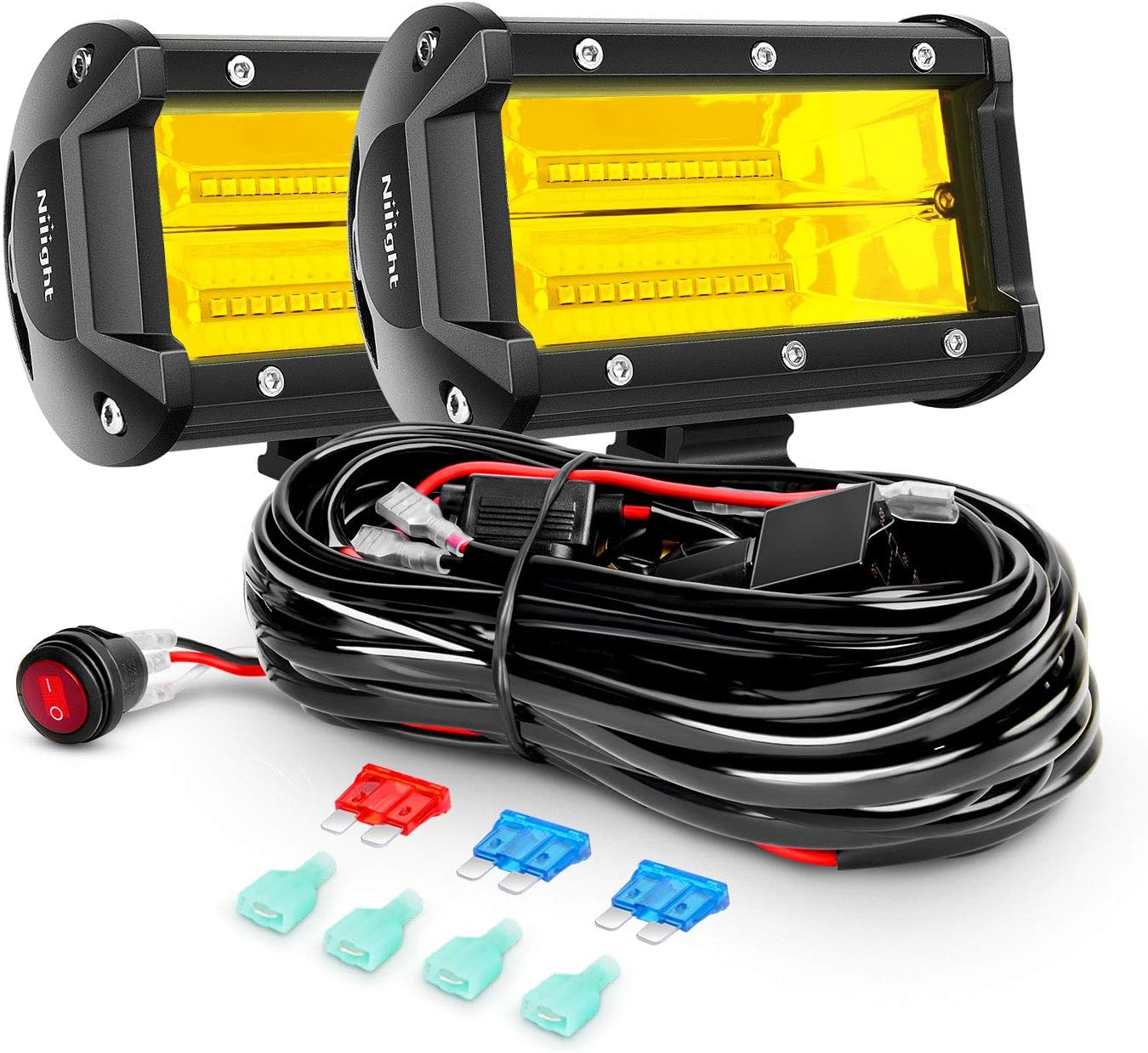 Nilight - ZH304 - Barra de luz LED, 2 unidades, 5 pulgadas, 72 W, 10800 ...