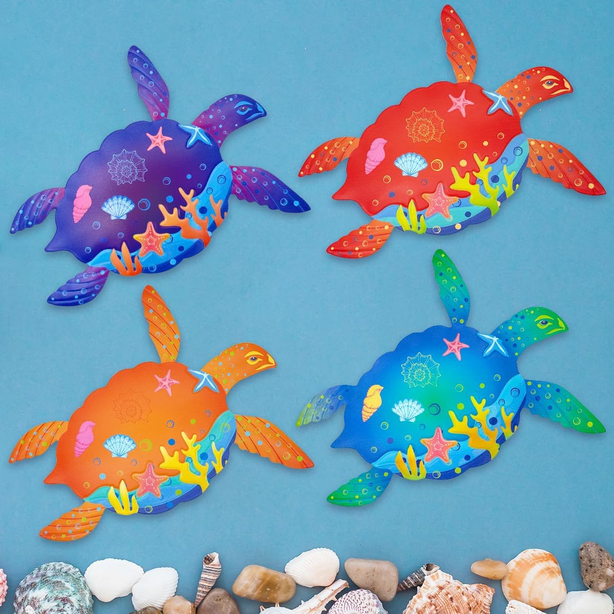 Amazon.com: Zonon Set of 3 Metal Ocean Beach Wall Decor Colorful ...