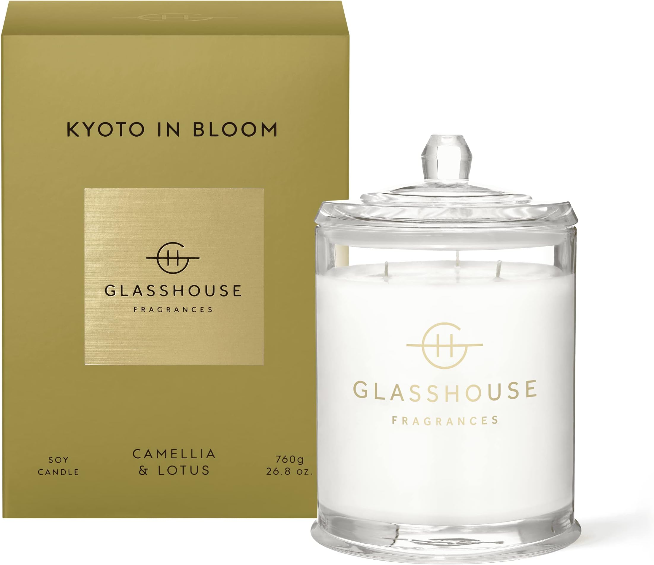 Amazon.com: Glasshouse Fragrances Kyoto in Bloom Candle, Triple Scented ...