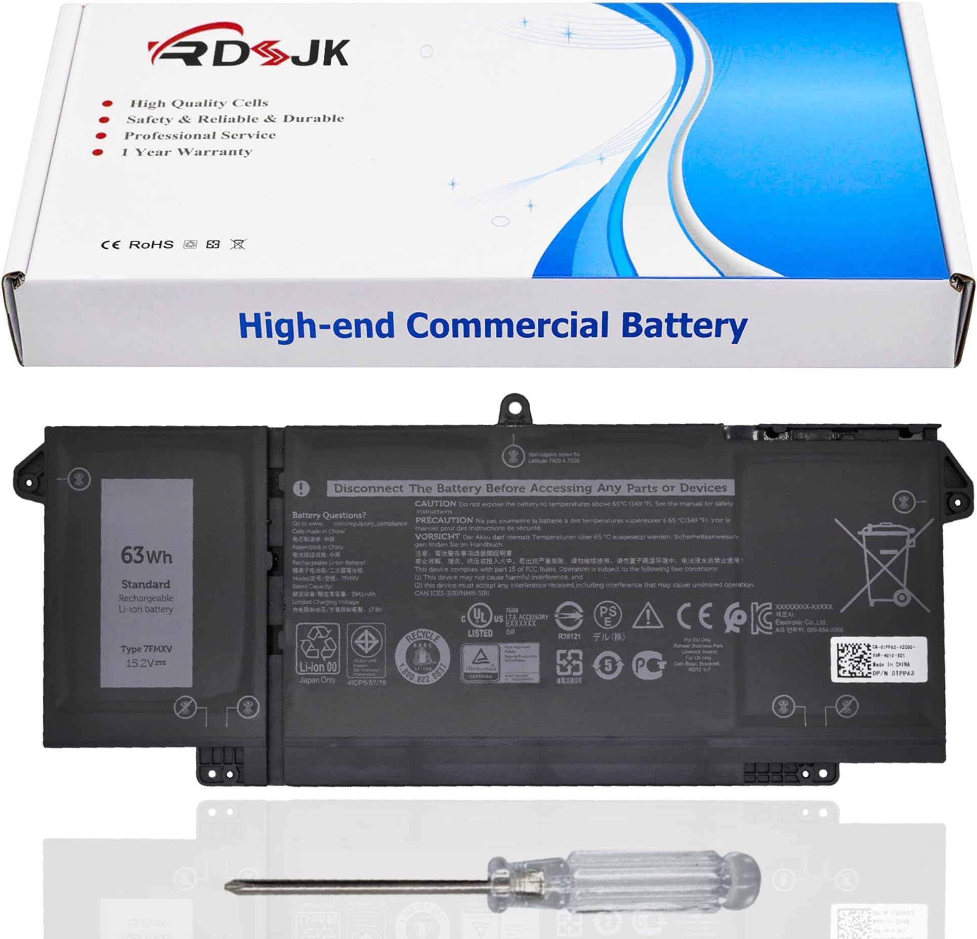 Amazon.com: IZKROR 7FMXV 63Wh 3941mAh 4-Cells Battery Replacement for ...