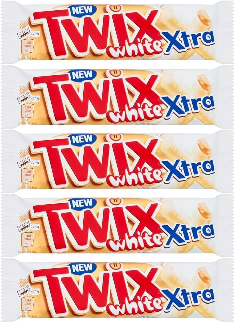 Twix White Xtra 75g (5 Pack) - White Chocolate Biscuit Twin Bars (2 x ...