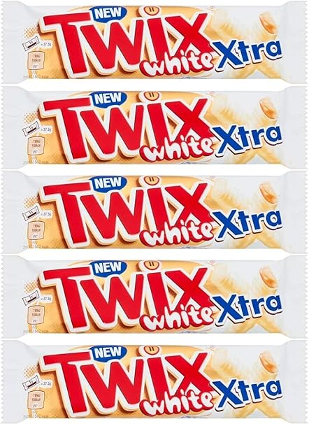 Twix White Xtra 75g (5 Pack) - White Chocolate Biscuit Twin Bars (2 x ...