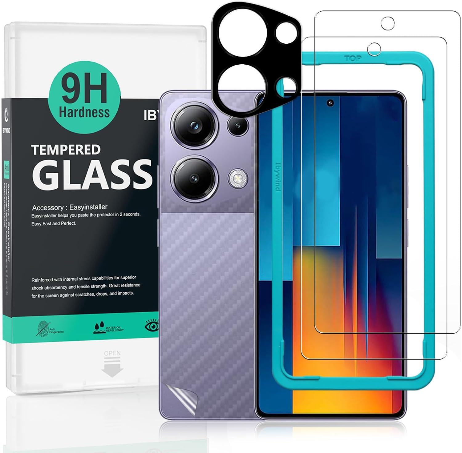 Ibywind 2 Pack Screen Protector For Xiaomi Poco M6 Pro 4G 6.67",9H Hardness Tempered Glass,With ...