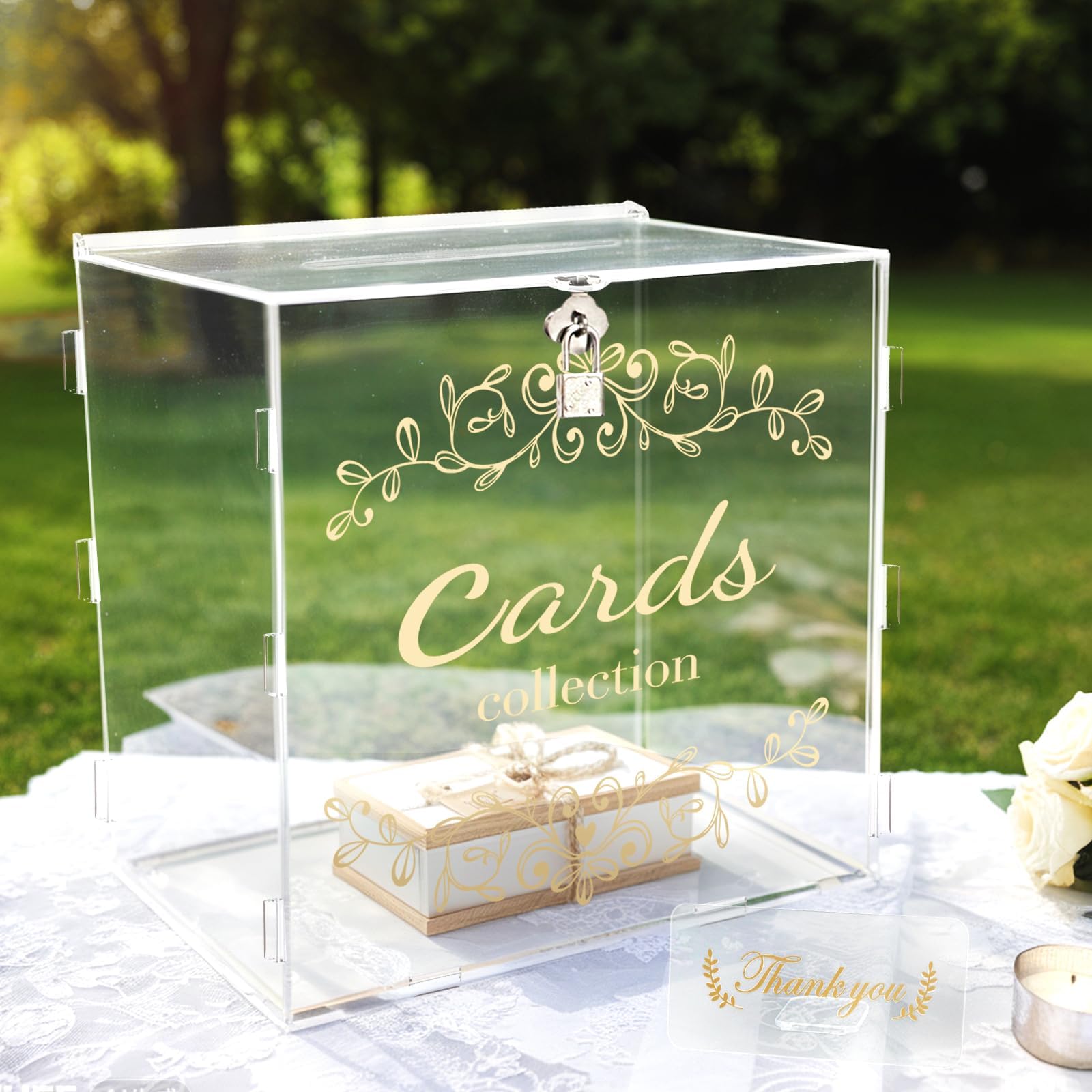Amazon.com: Eaezerav Acrylic Wedding Card Box with Slot, Large Clear ...