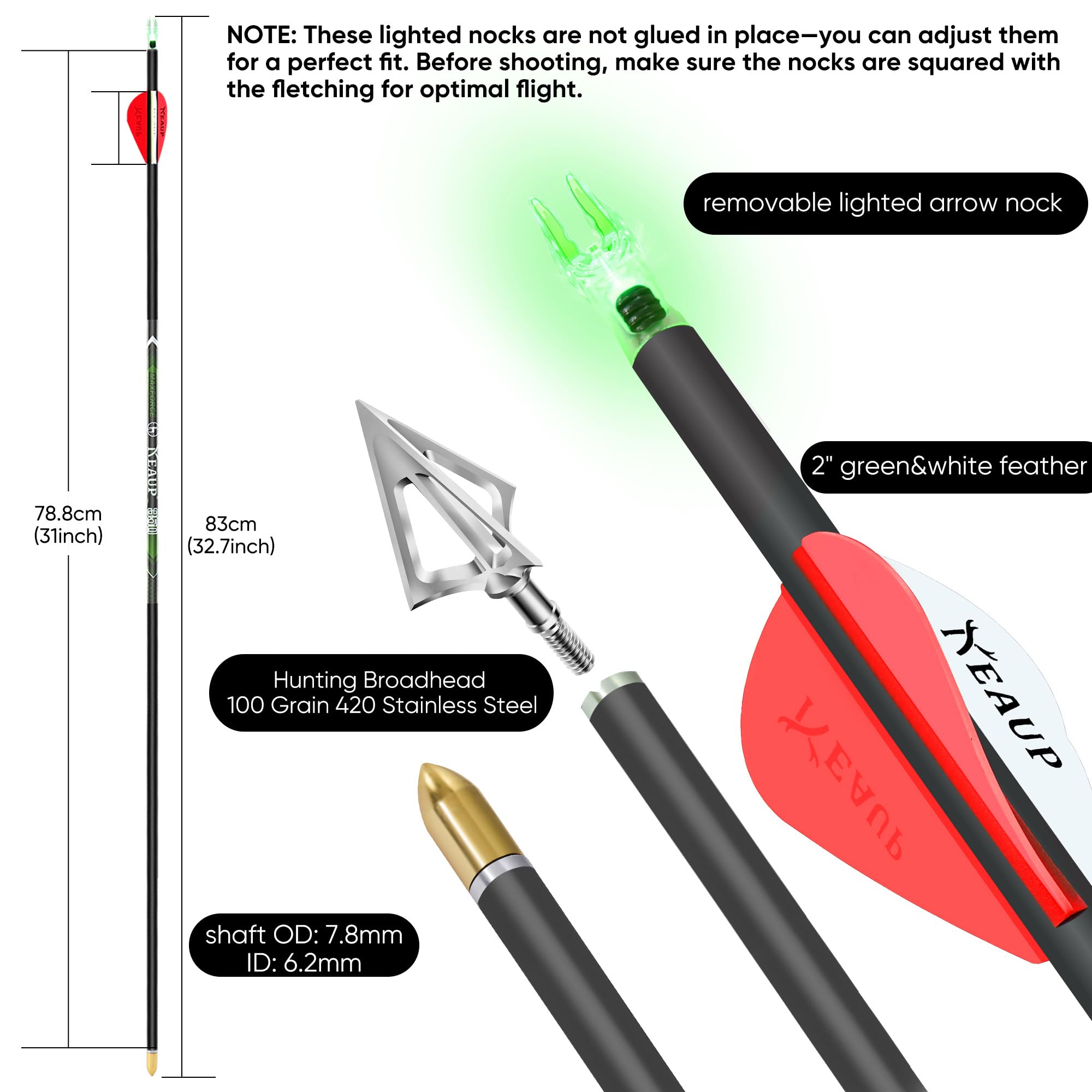 Archery Lighted Nocks Arrow Nocks 12-Pack Or 6-Pack S Lighted Nocks For ...