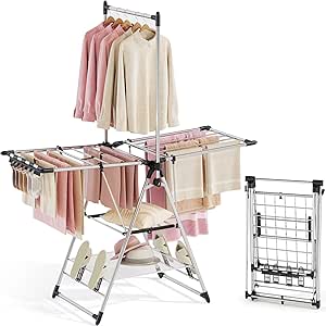 APEXCHASER Clothes Drying Rack: Foldable 3-Level Drying Racks with Shoe ...