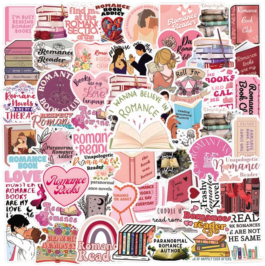 Amazon.com: 63Pcs Romance Reader Books Stickers Pack, Aesthetic Vinyl ...