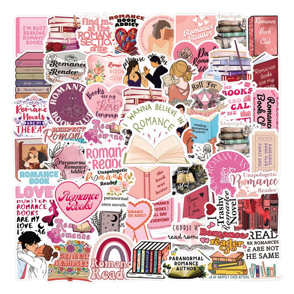 Amazon.com: 63Pcs Romance Reader Books Stickers Pack, Aesthetic Vinyl ...