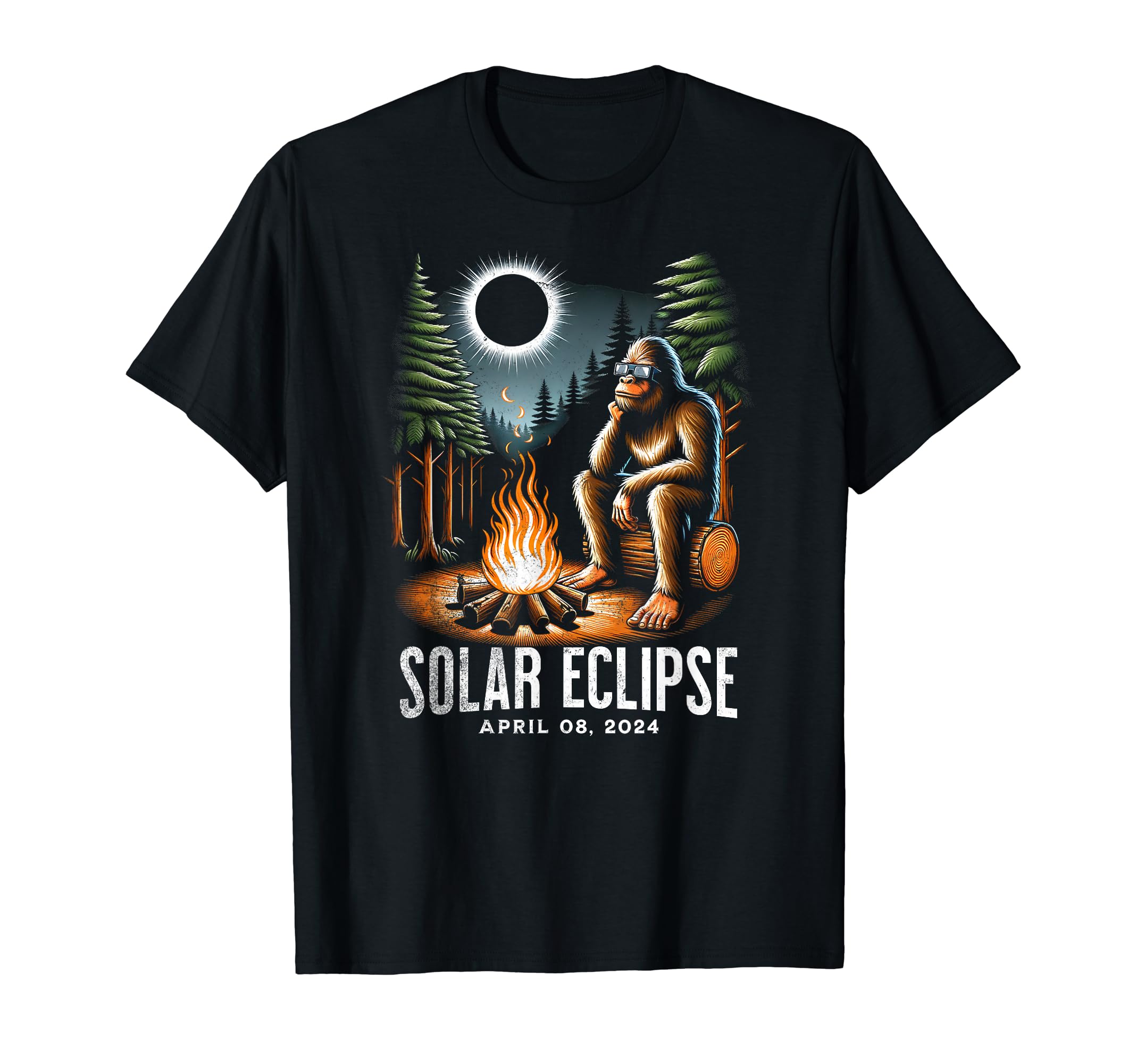 Amazon.com: Solar Eclipse Tee 2024 Bigfoot Wearing Glasses T-Shirt ...