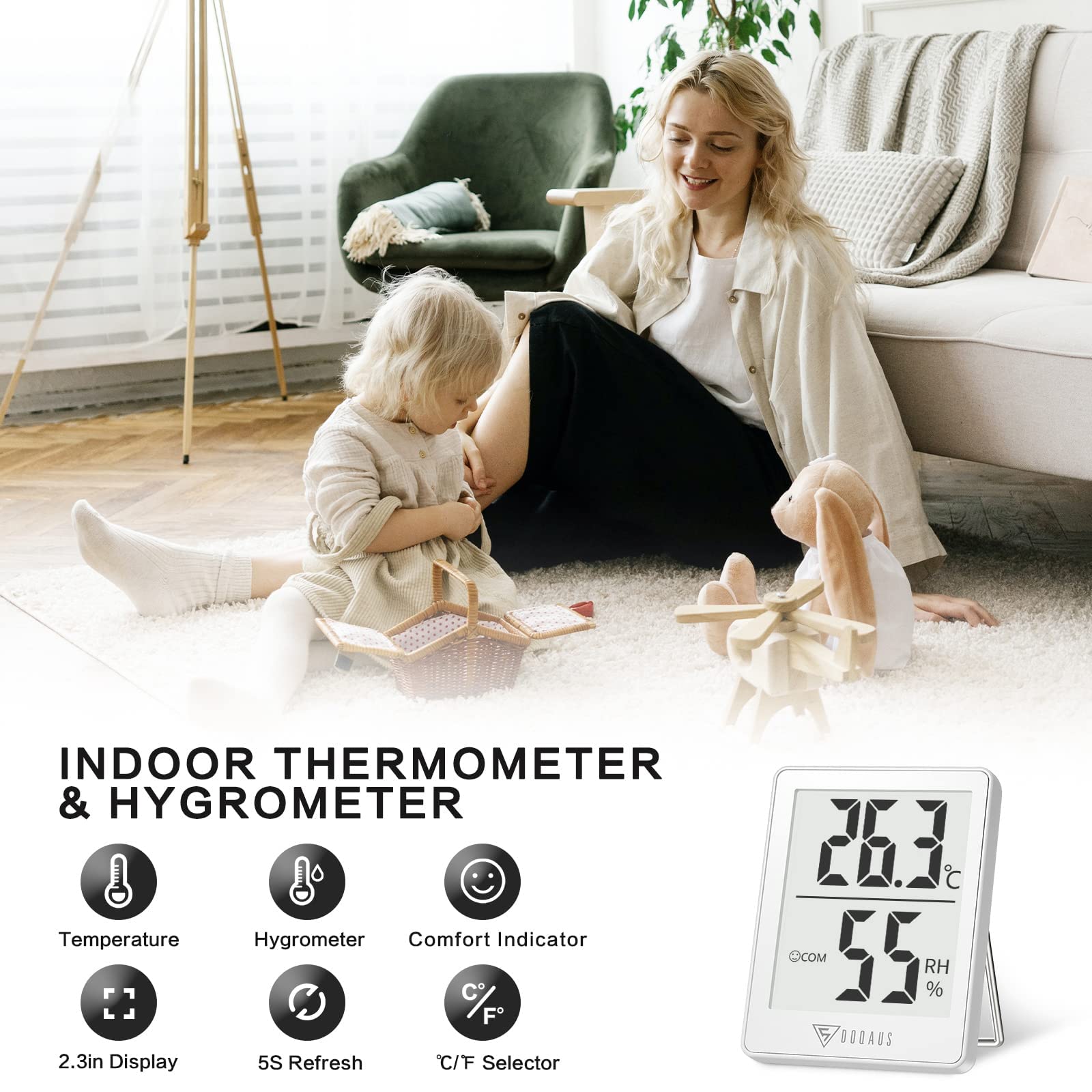 Snapklik.com : DOQAUS Indoor Thermometer 3 Packs, Humidity Gauge Room ...
