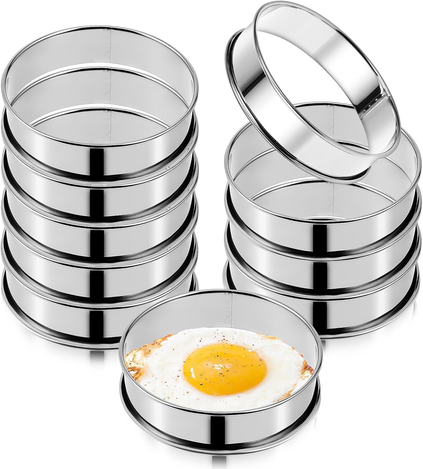 Amazon.com: Alipis Muffin Rings Double Rolled Tart Rings Stainless ...