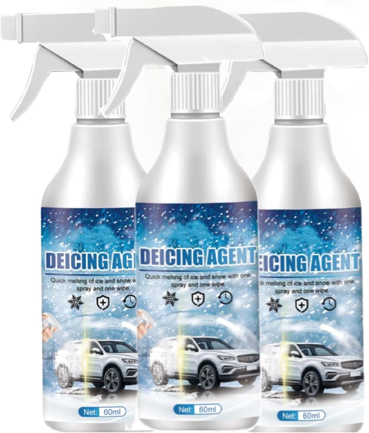 Amazon.com: Deicer Spray for Car Windshield 3pcs, 60 ML DeIcer for Car ...