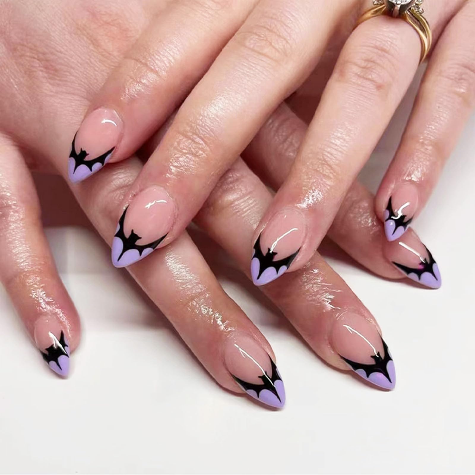 Amazon.com: Halloween Bat Press on Nails for DIY Manicure Glossy Purple ...