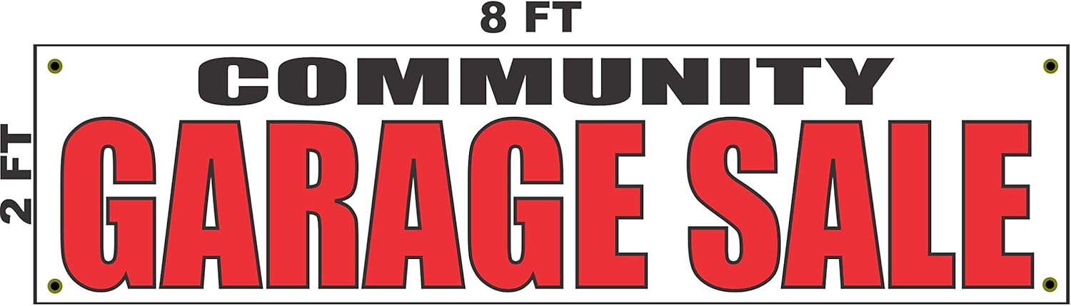 Amazon.com : 2x8 Community Garage Sale Banner Sign 24x96 : Office Products