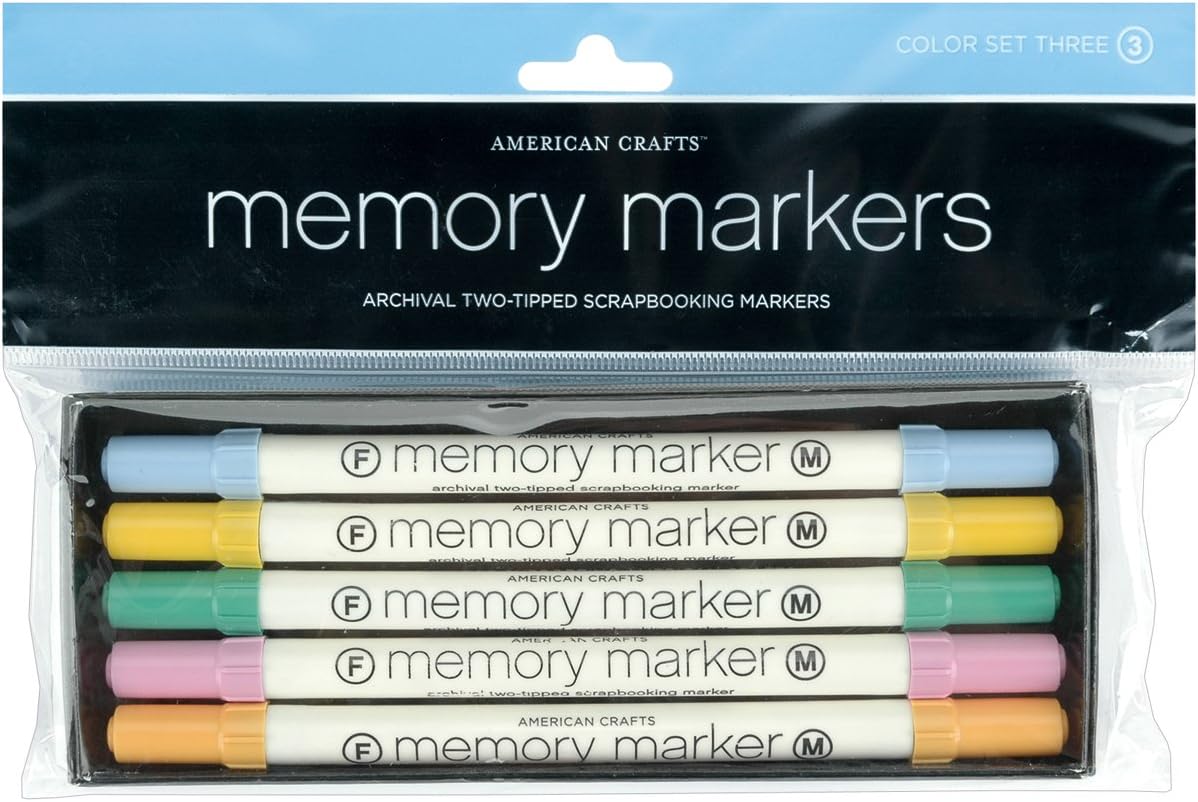 Amazon.com: American Crafts Memory Marker 5-Pack, Fine and Medium Point ...