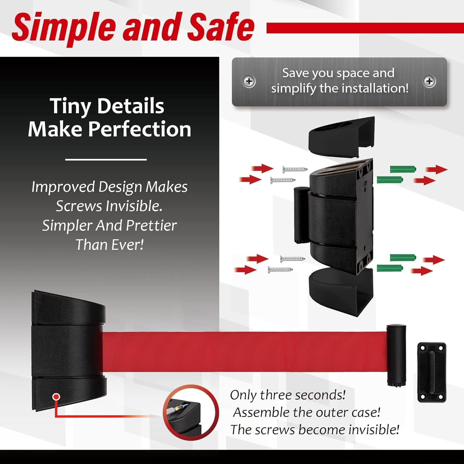 Snapklik.com : DuraSteel Wall Mount Crowd Control Retractable Belt ...