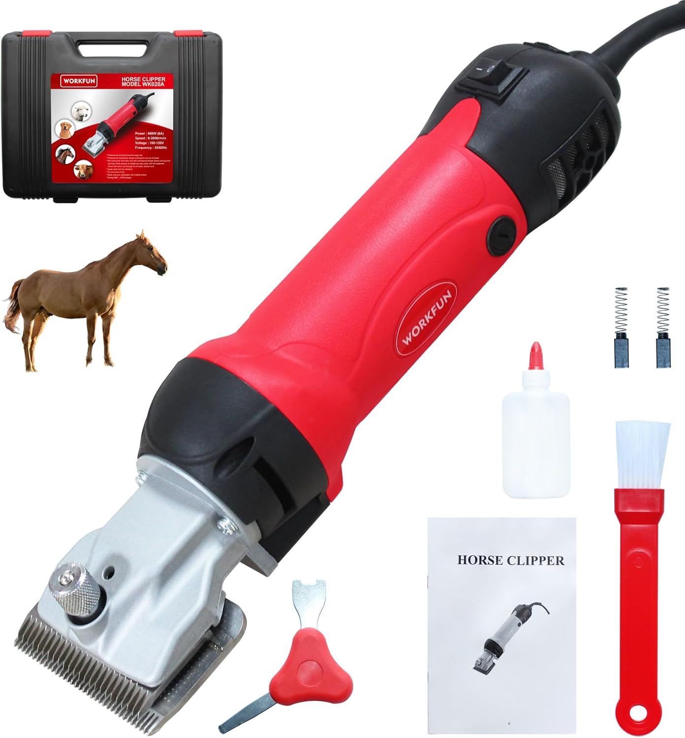 Amazon.com: WORKFUN Professional Horse Clippers 600W, 6 Speed ...