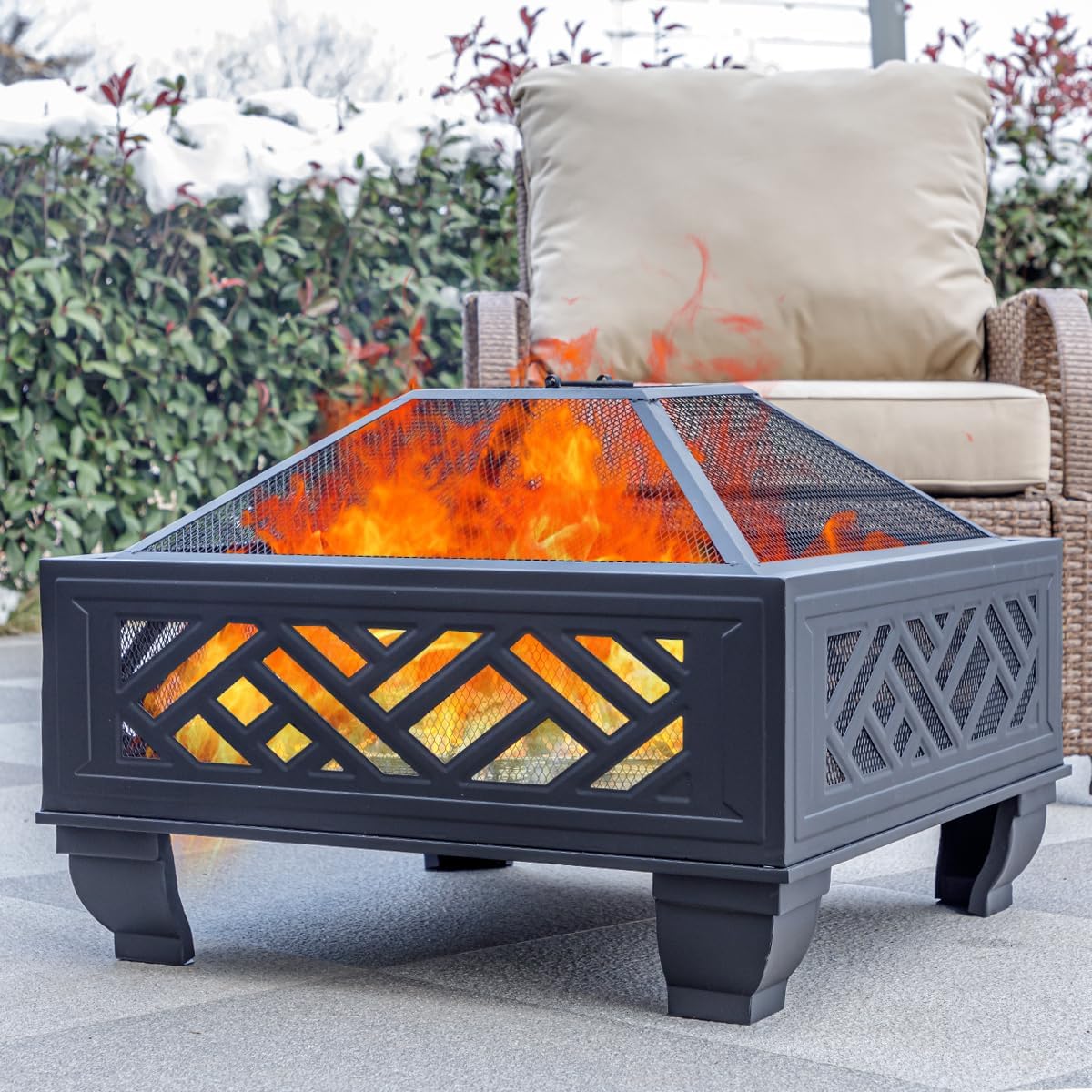 Amazon.com : Pleasant Hearth OFW421FR 36" Solid Steel Square Fire Ring ...