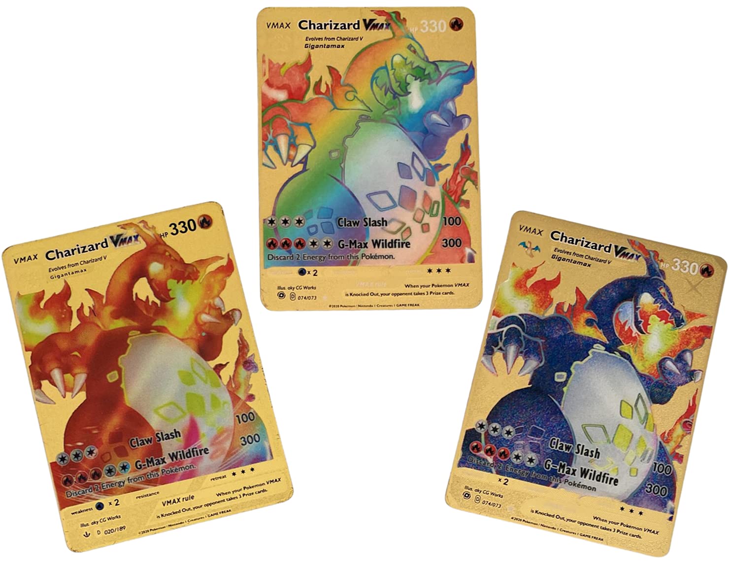 Charizard Vmax Pokemon Cards Rare Set Of 3 Custom Metal | Desertcart GB