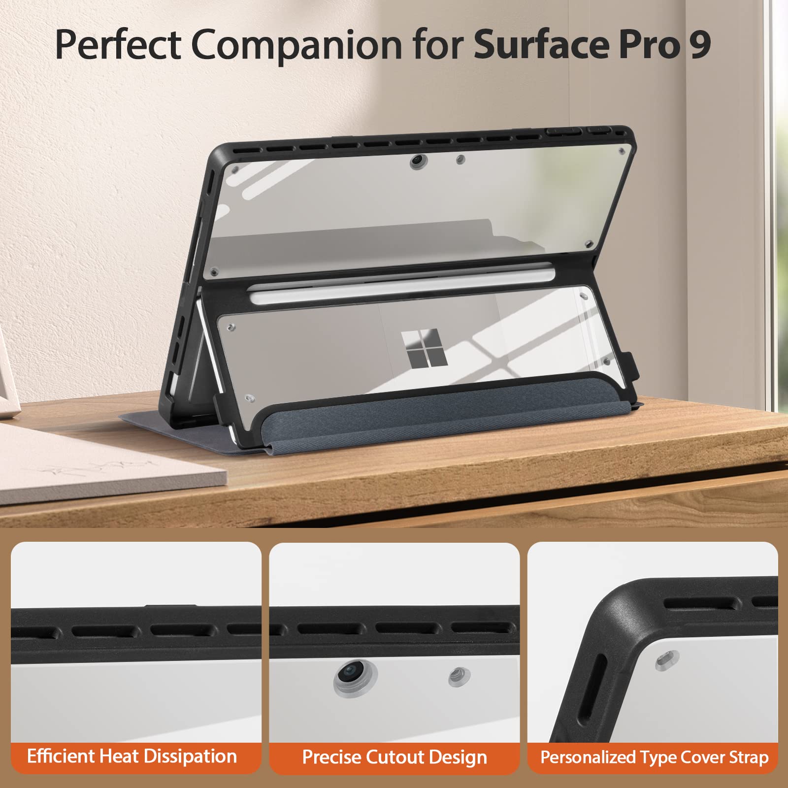 CoBak Designed for Surface Pro 9 Case - Crystal Clear Transparent Back ...
