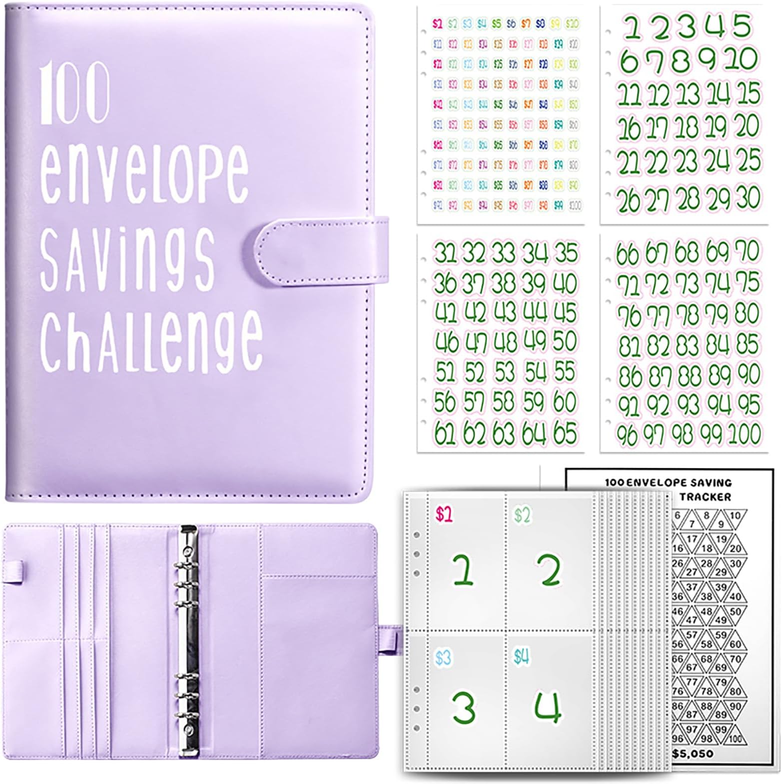 Amazon.com : 100 Envelopes Money Saving Challenge Savings Book With ...