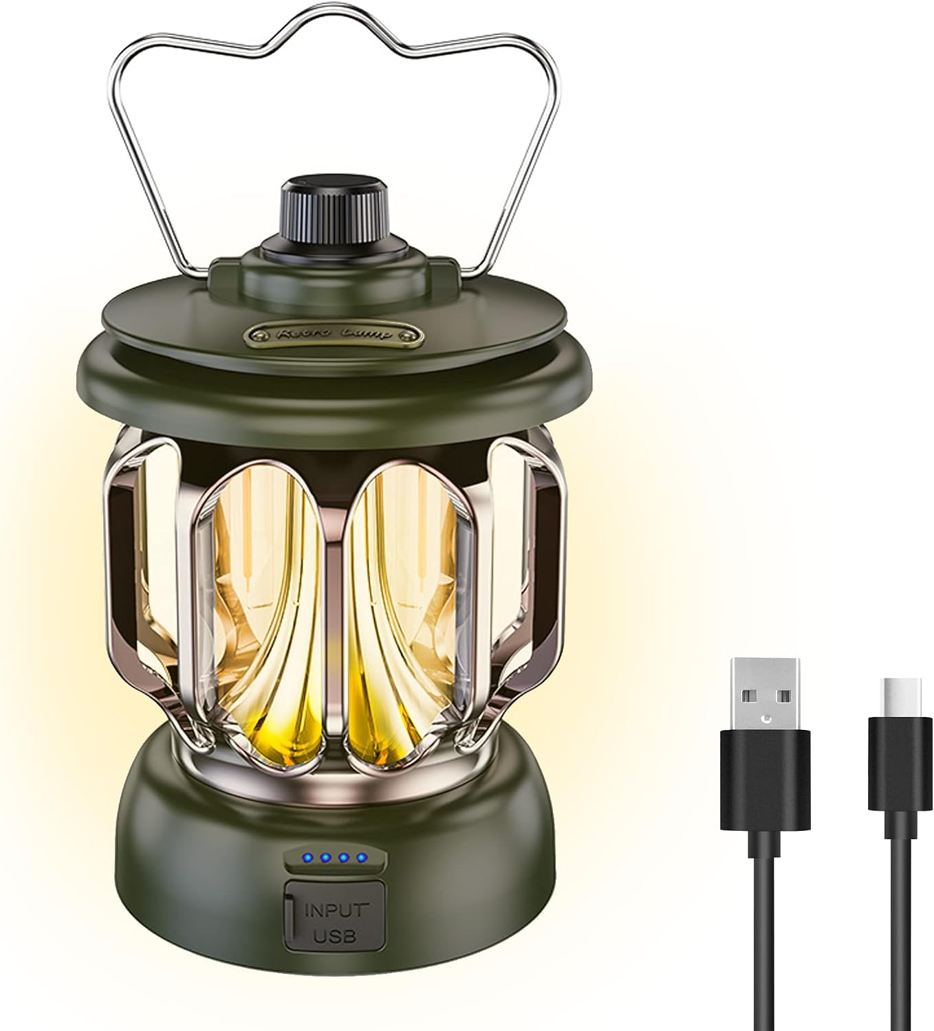 Amazon.com: LED Camping Lantern Rechargeable, Hanging Green Portable ...