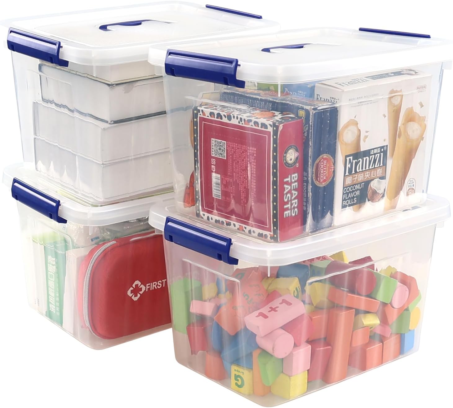 Asude 10L 20L 30L Plastic Storage Box Container Boxes Lid Handles Home ...