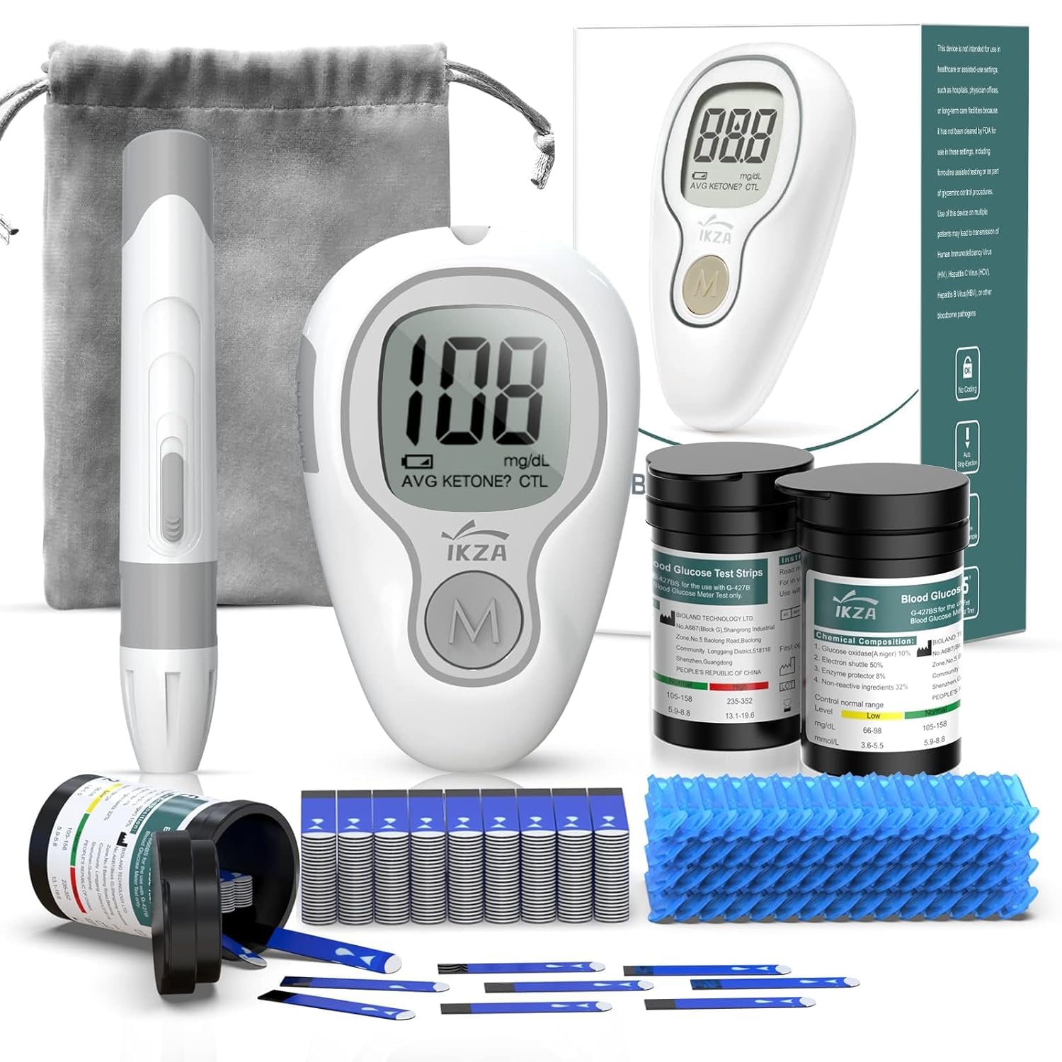 Amazon.com: G-427B Blood Glucose Monitor Kit, Blood Sugar Test Kit with ...