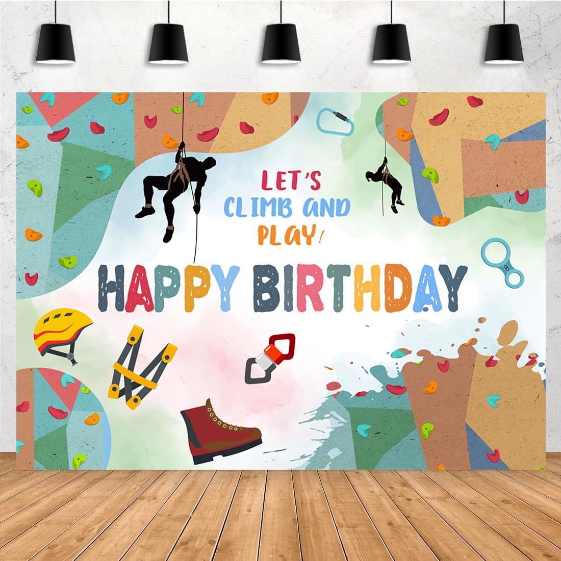 Amazon.com : Aperturee 7x5ft Climbing Gym Happy Birthday Backdrop ...
