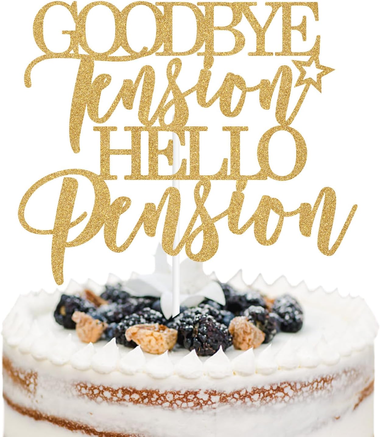 Amazon.com: Goodbye Tension Hello Pension Cake Topper, Happy Retirement ...