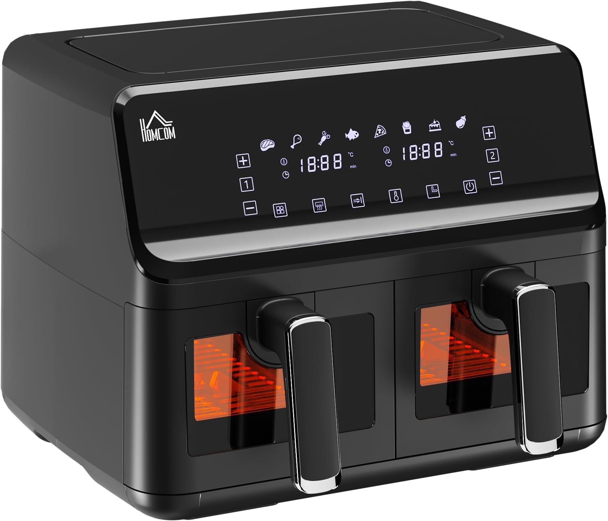 Juskys Heißluftfritteuse 9 L Doppelkammer - XXL Fritteuse mit 2 Körben ...