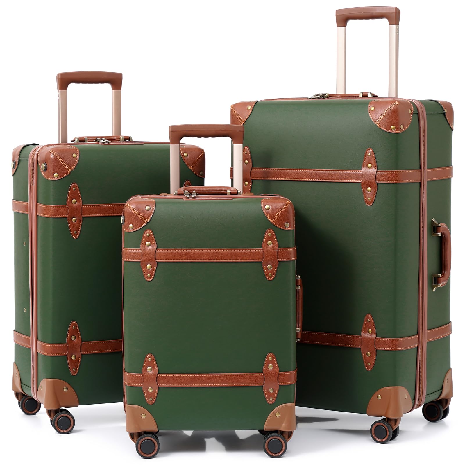 Amazon.com | NZBZ Vintage Luggage Sets for Women, PU Leather Retro ...