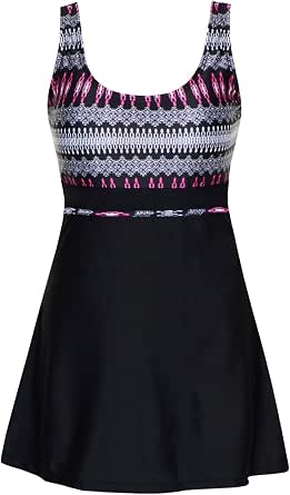 Amazon.com: DANIFY Women's Plus Size Swim Dress Slimming Swimwear Tummy ...