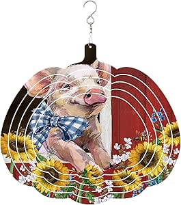 Amazon.com: Hanging Wind Spinners Outdoor Farm Pig with Sunflower Barn ...