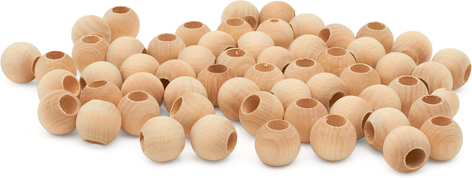 Amazon.com: Large Wooden Beads for Crafts - Pack of 50 19mm 3/4 x 3/8 ...