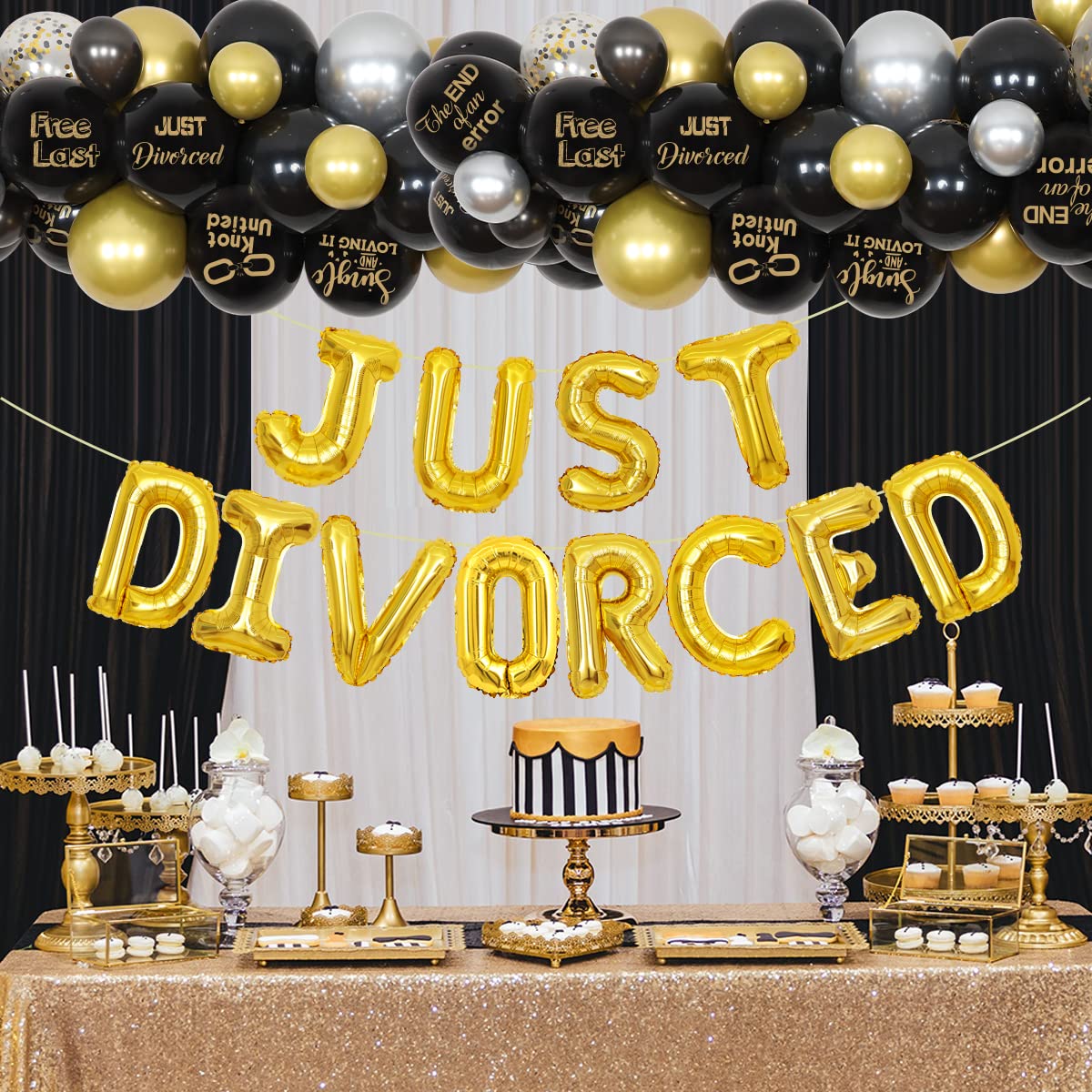 Divorce Party Banners 16inch Black DIVORCED AF Foil Balloon – Funny