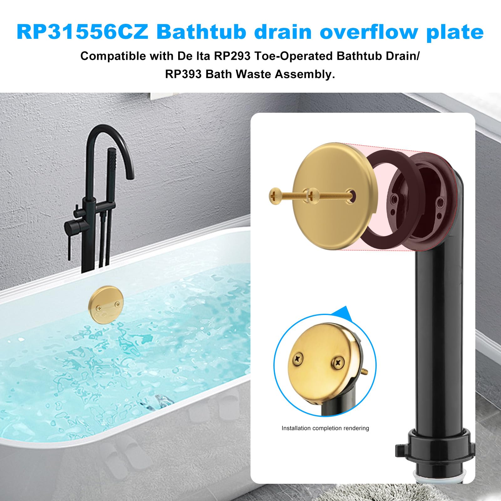 Snapklik.com : Tub Drain Overflow Cover RP31556CZ Replacement Delta Tub ...