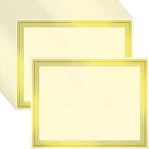 Amazon.com : 50 Count Certificate Paper 8.5 x 11 for Printing,Blank ...