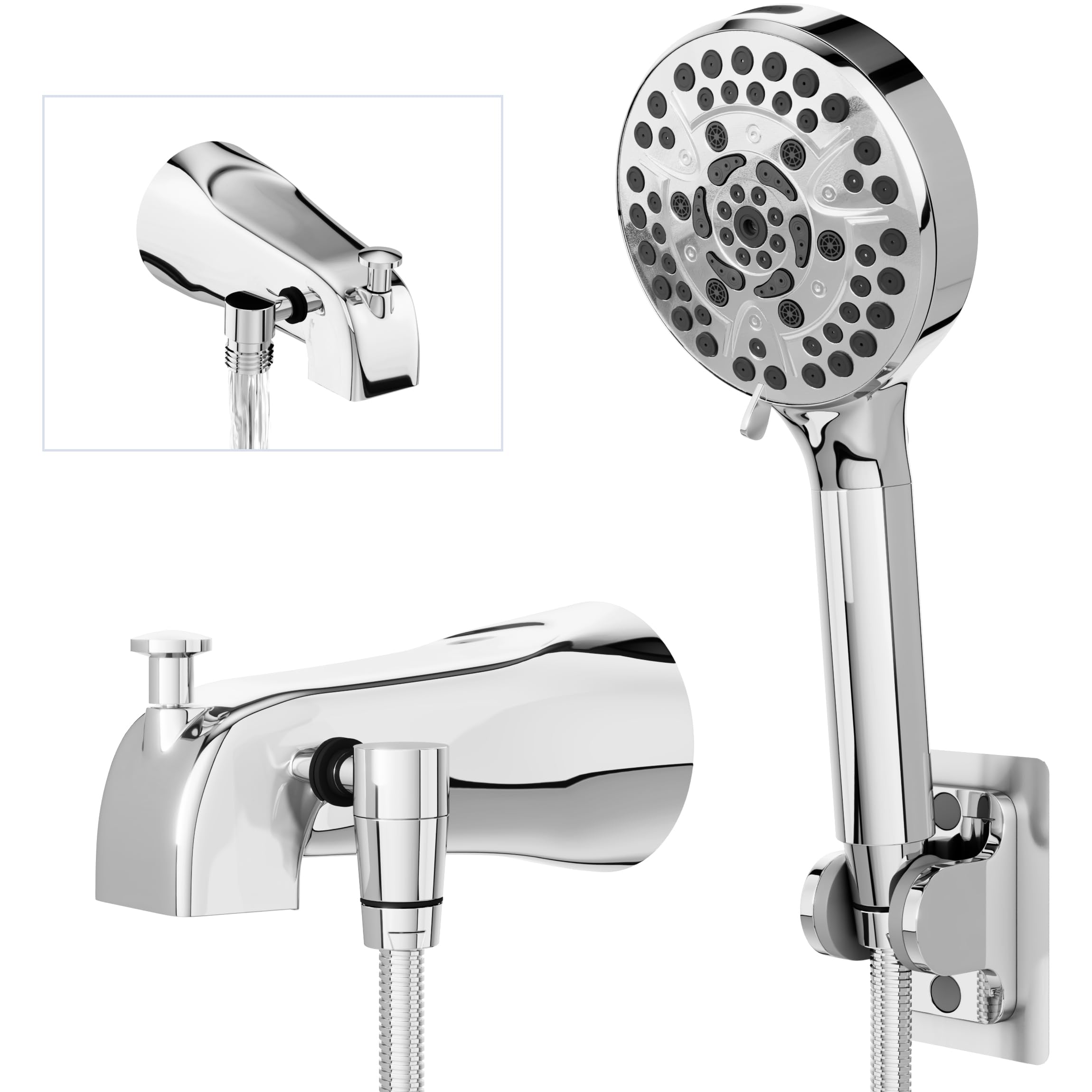 All Metal Tub Spout with Diverter, 10 Settings Hand held Shower, Switch ...