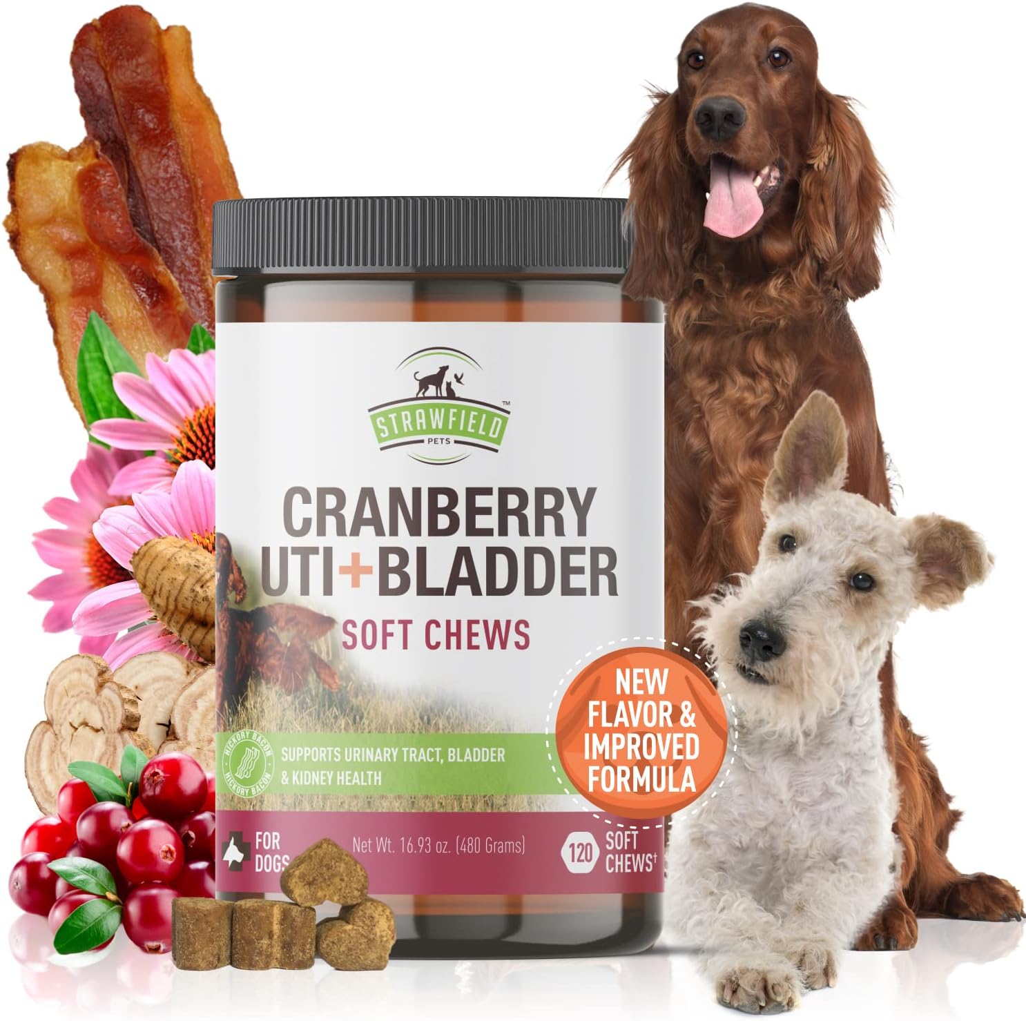 Amazon.com : Strawfield Pets' Cranberry UTI + Bladder Soft Chews ...